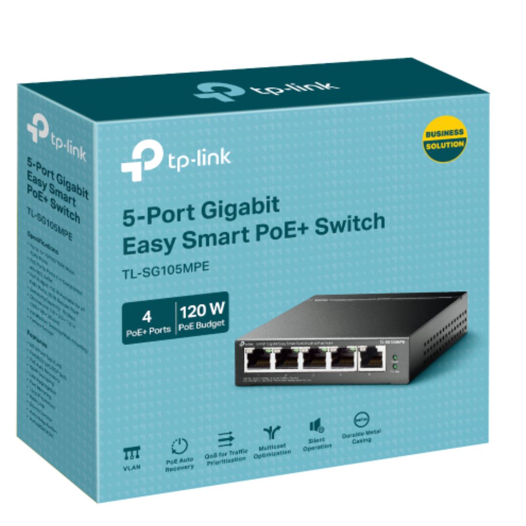 TP-Link TL-SG105MPE 5-Port Gigabit Easy Smart Switch with 4-Port PoE+ ...